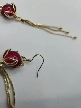 Jewelry | Long Red Golden Fox Earring With Gold Accents | Poshmark